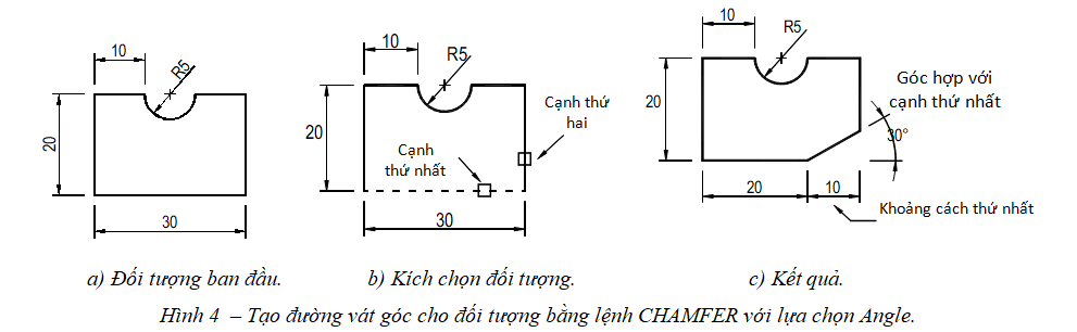 Tạo đường vát góc trong CAD - Lệnh CHAMFER trong CAD